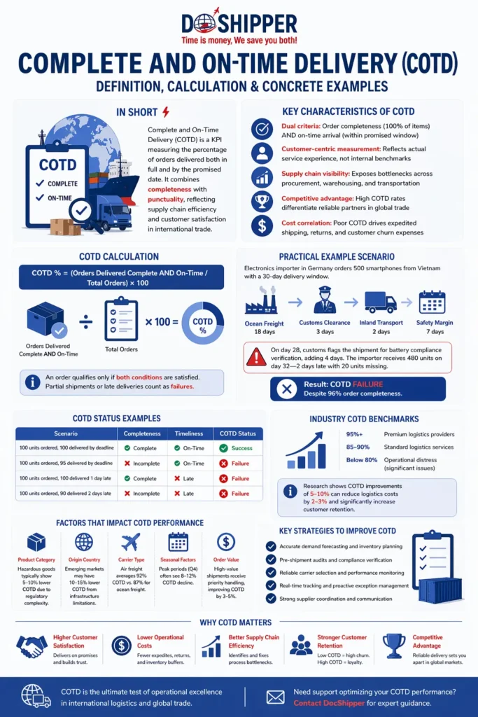 Complete and On-Time Delivery (COTD): Guide for 2026